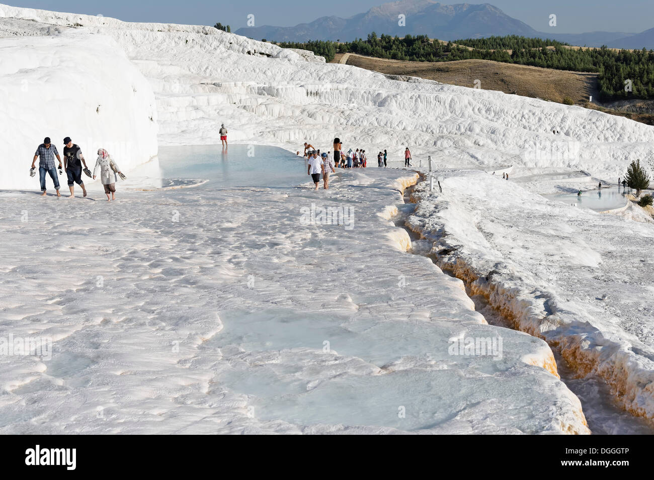 Travertine terraces of Pamukkale, UNESCO World Heritage Site, Dinizli, Western Turkey, Turkey ...
