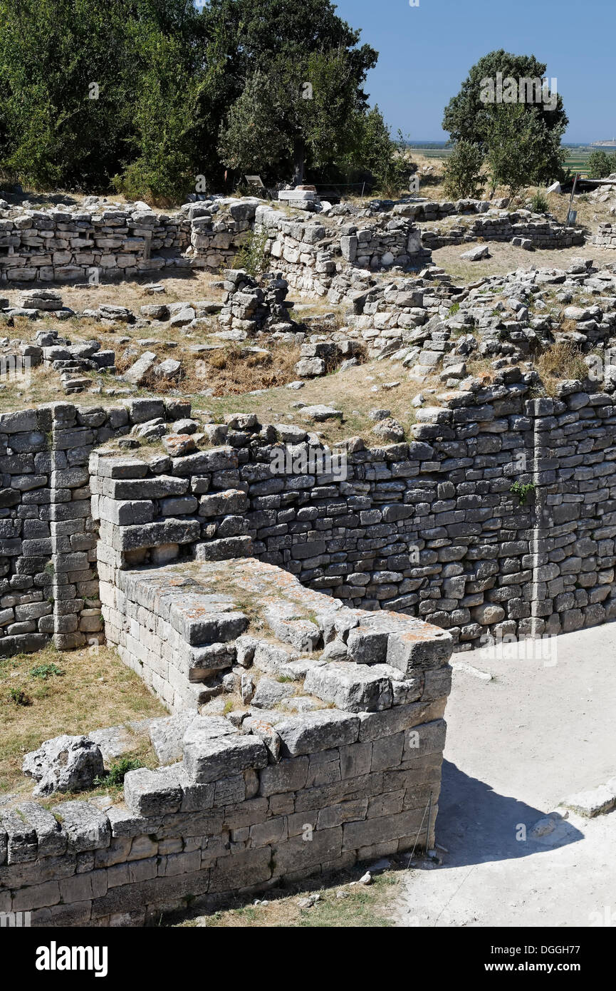 City walls and the ruins of Troy, Truva, UNESCO World Heritage Site ...
