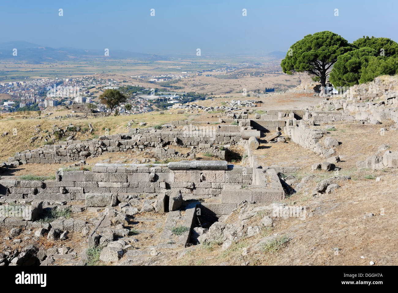 Ruins of the ancient city of Pergamon, Pergamum, town of Bergama at ...