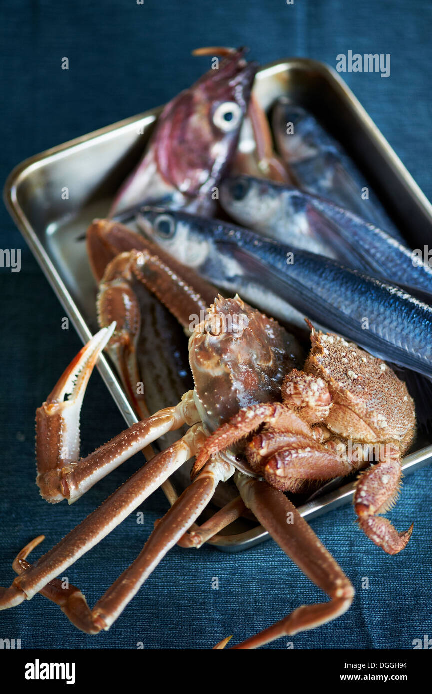 Fresh fish and crab for traditional Japanese dish Stock Photo - Alamy