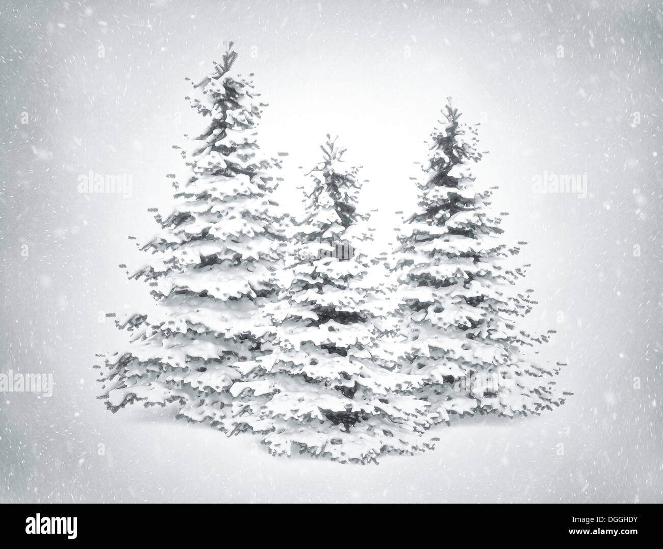 Christmas winter scene snow and pine trees Stock Photo - Alamy