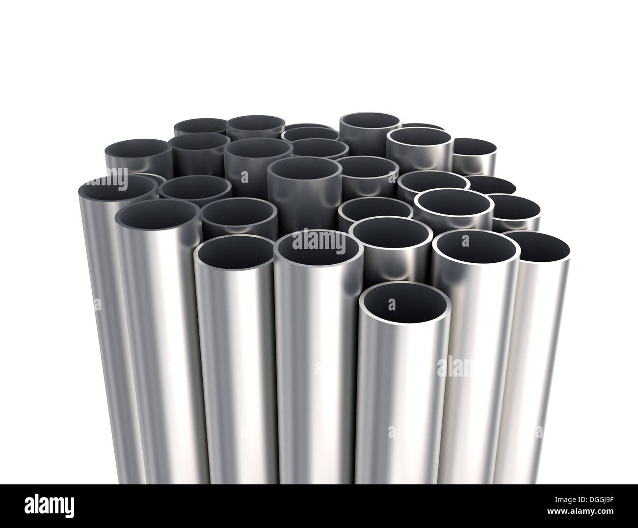 Metallic tubes isolated on white - industrial background Stock Photo ...