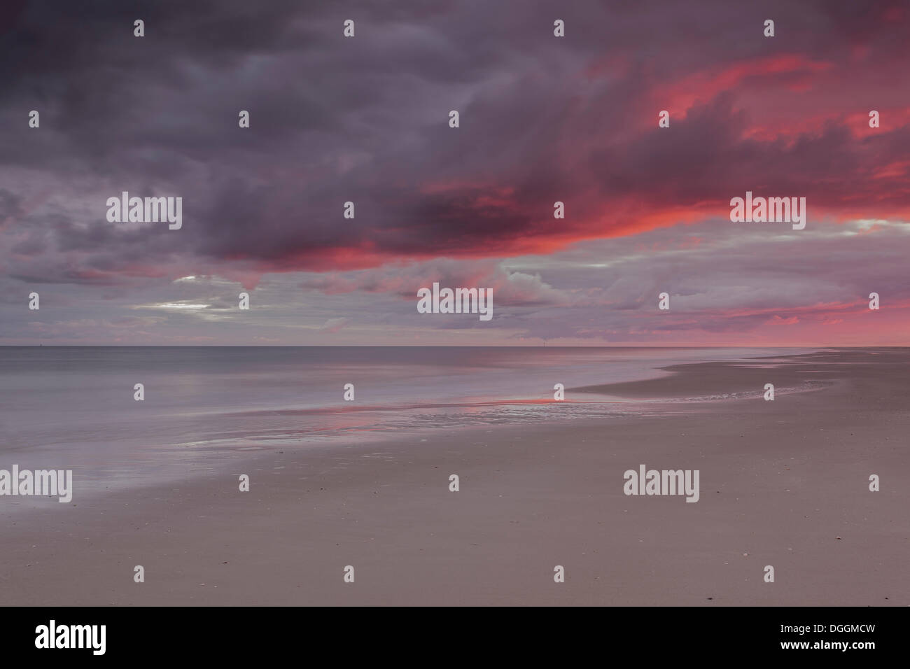 Sunrise on the North Sea, Norddorf, Insel Amrum, Schleswig-Holstein ...