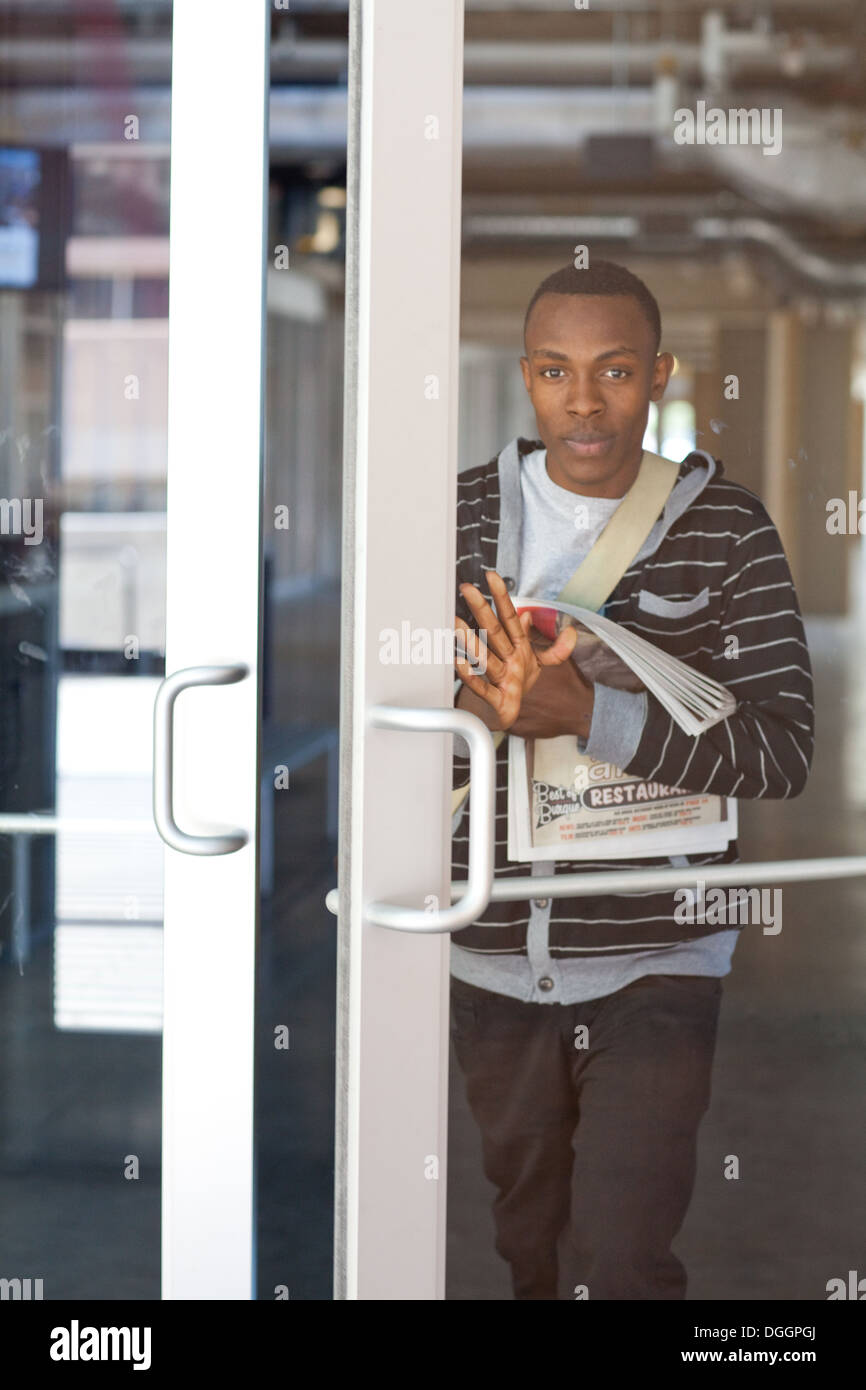 Student Opening Door