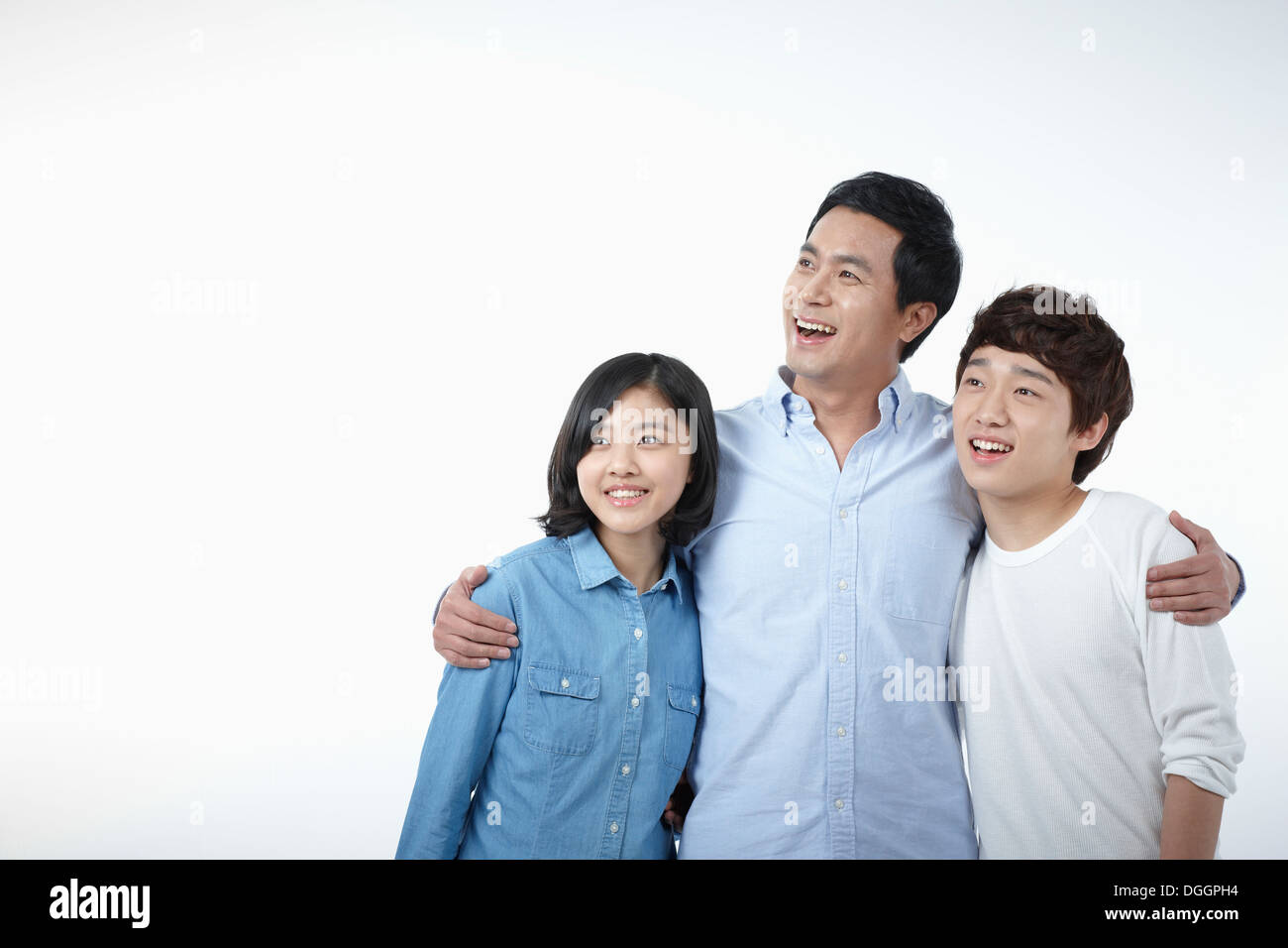 father standing with his son and daughter Stock Photo - Alamy