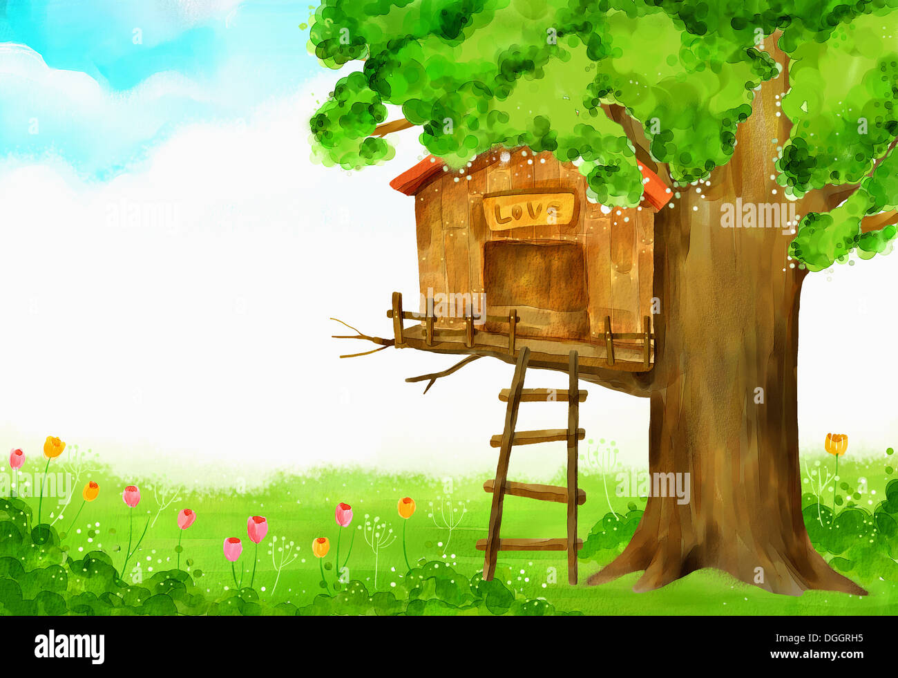 an illustration of a tree house Stock Photo - Alamy