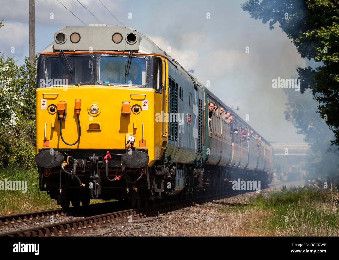 Class 50 loco Indomitable departing Dereham with a train for Wymondham ...