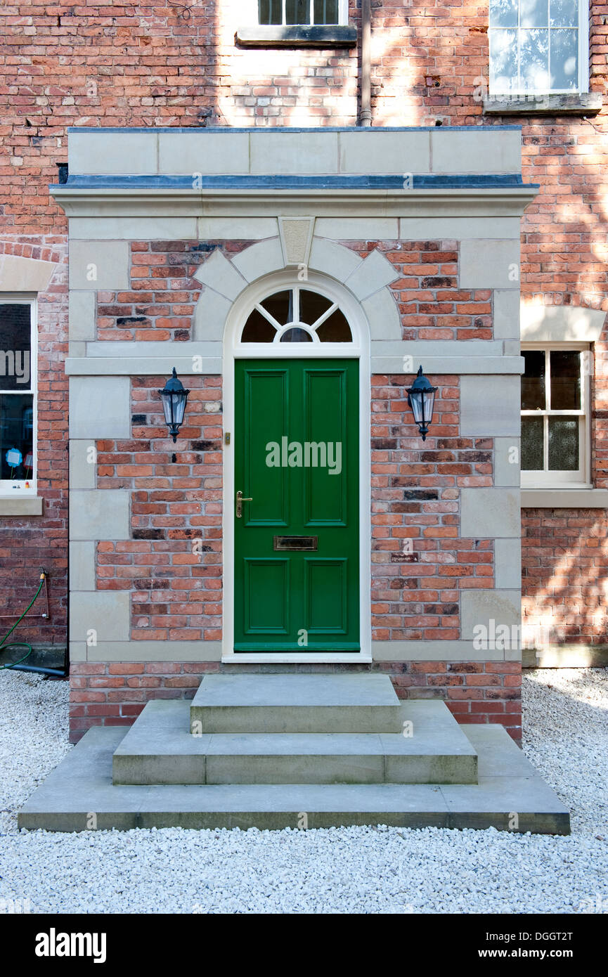 Modern grand imposing house front door porch Stock Photo - Alamy