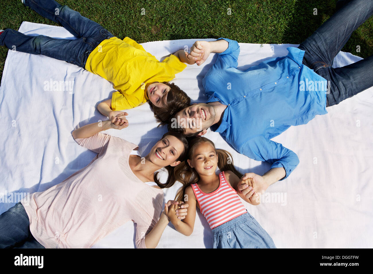 Portrait of family with two children from overhead Stock Photo - Alamy