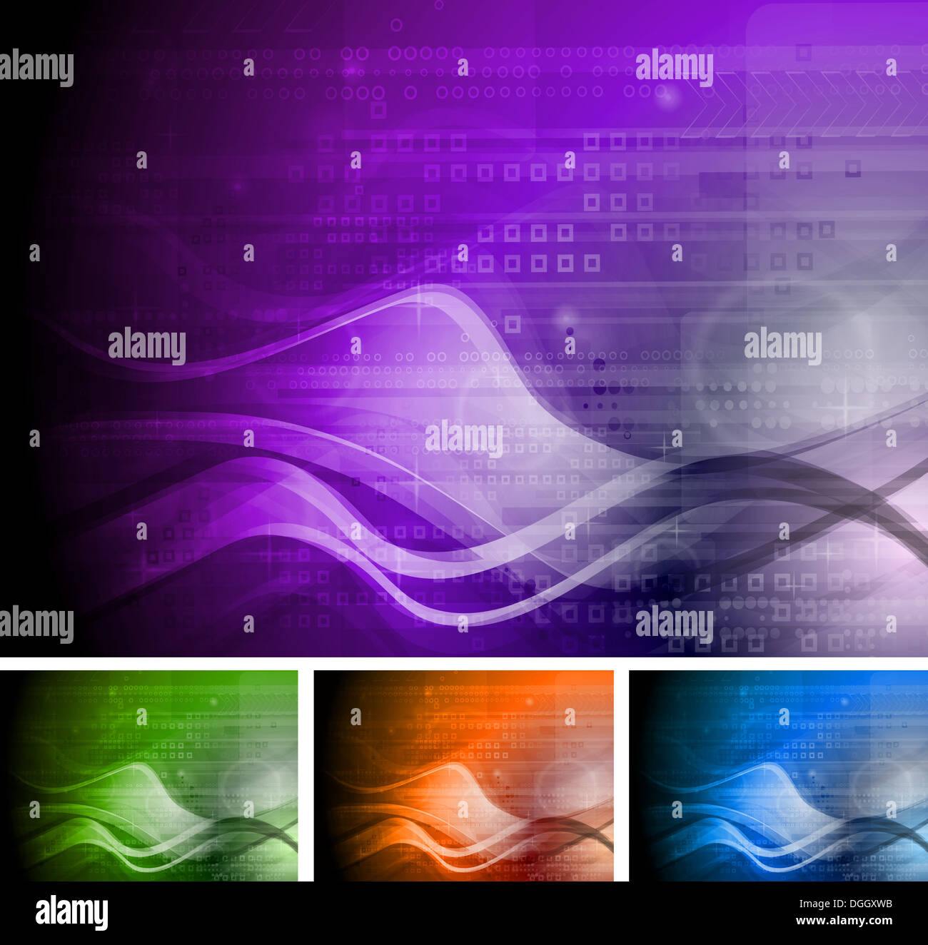 Set of abstract tech backgrounds with waves. Eps 10 Stock Photo - Alamy