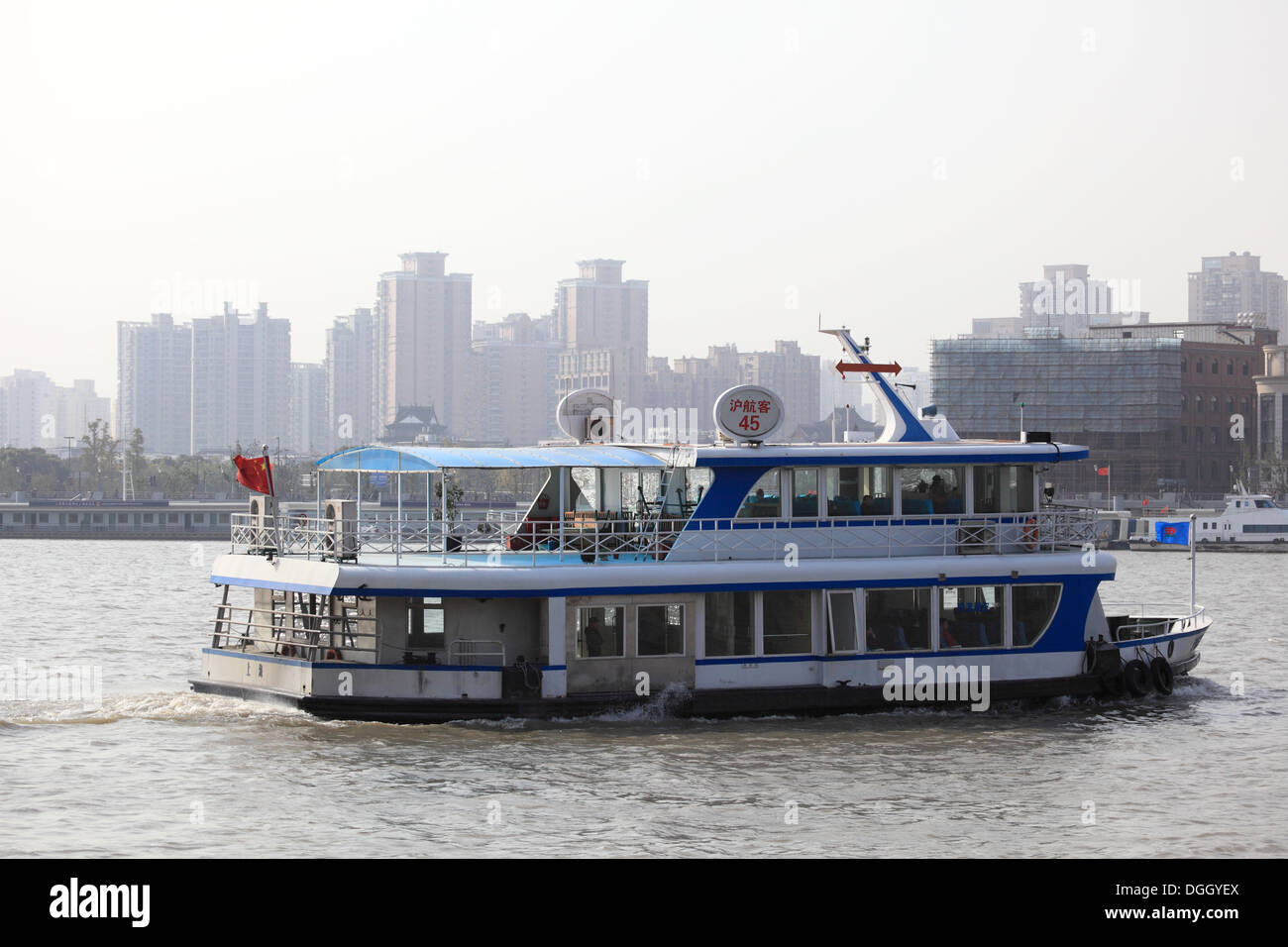 Ferry on the Huangpu river in Shanghai, China Stock Photo - Alamy