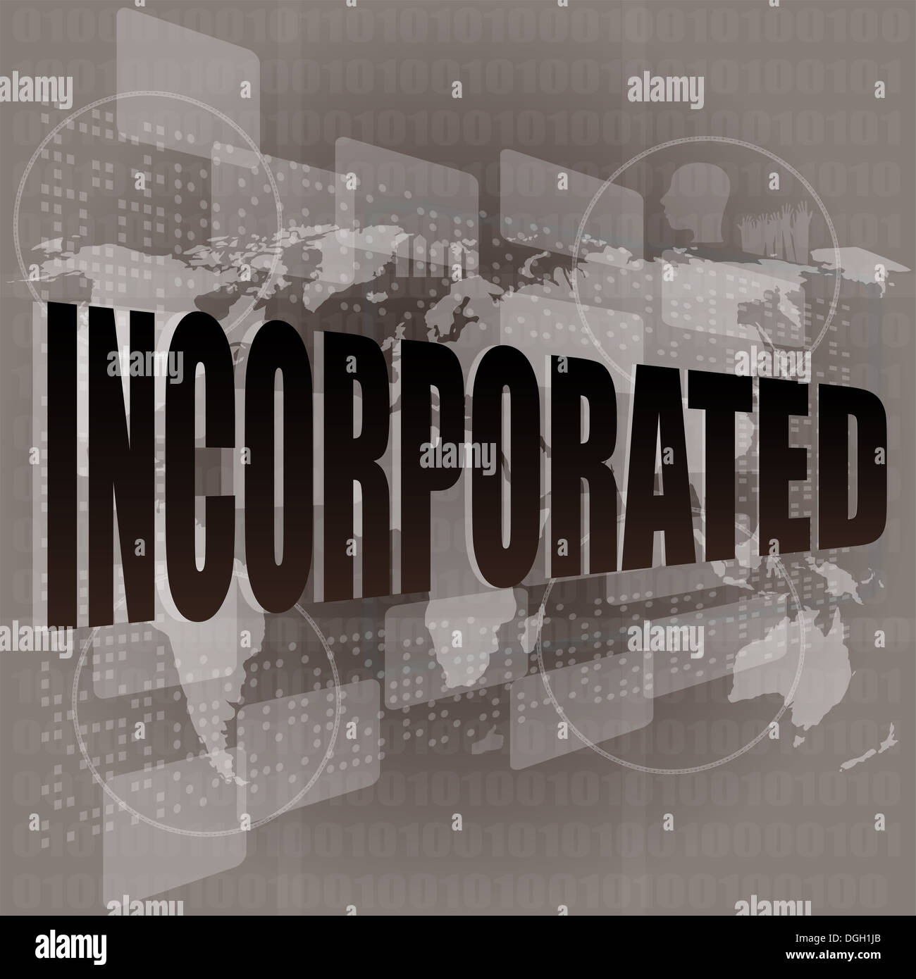 incorporated word on digital touch screen Stock Photo - Alamy