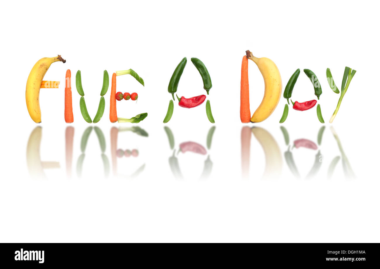 Five a day fruits and vegetables Stock Photo - Alamy