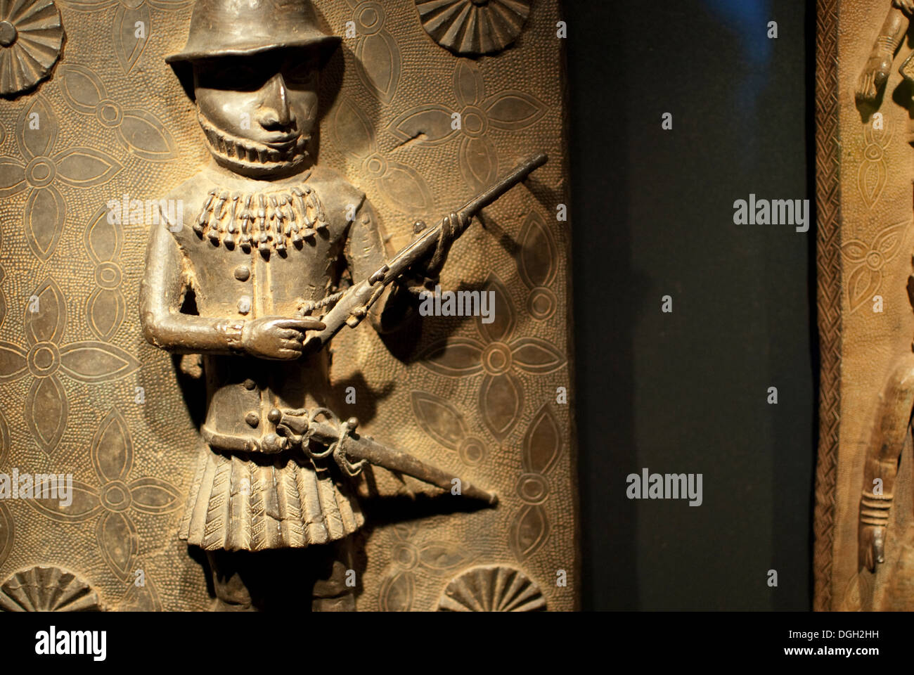 Brass plaques that show the oba (king) with other people. Benin, Edo ...