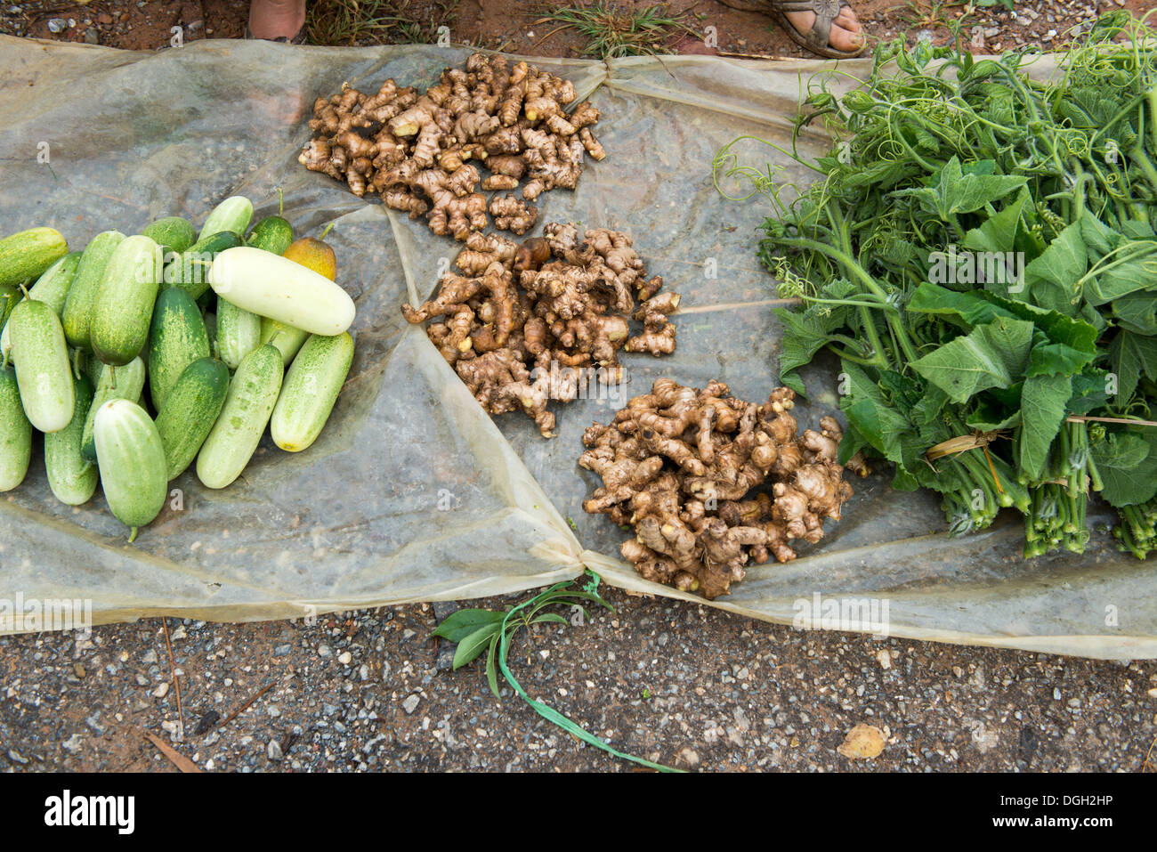 Minority group flower Hmong people selling vegetable, Bac Ha, Lao Cai ...