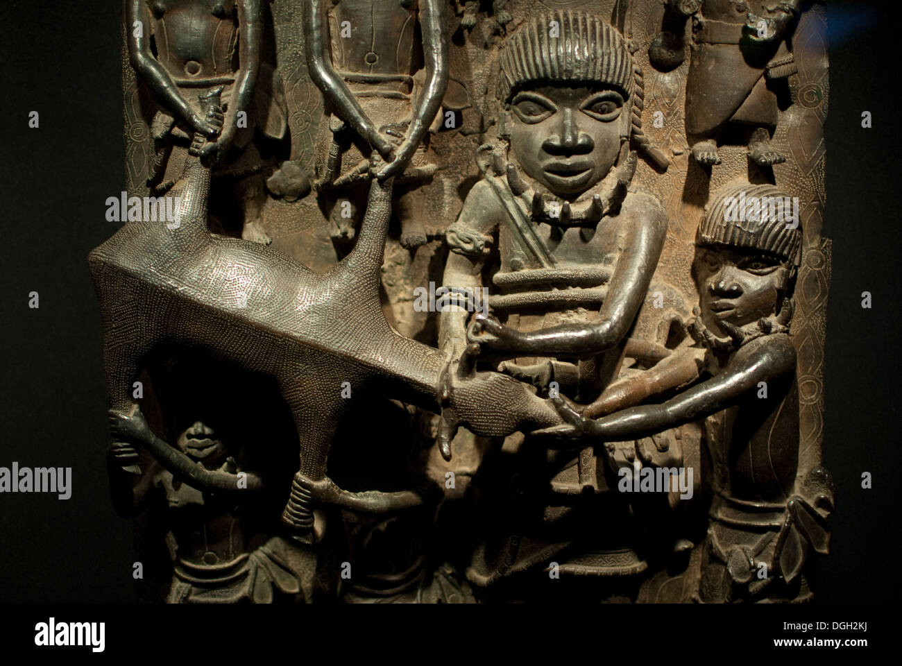 Brass plaques that show the oba (king) with other people. Benin, Edo ...