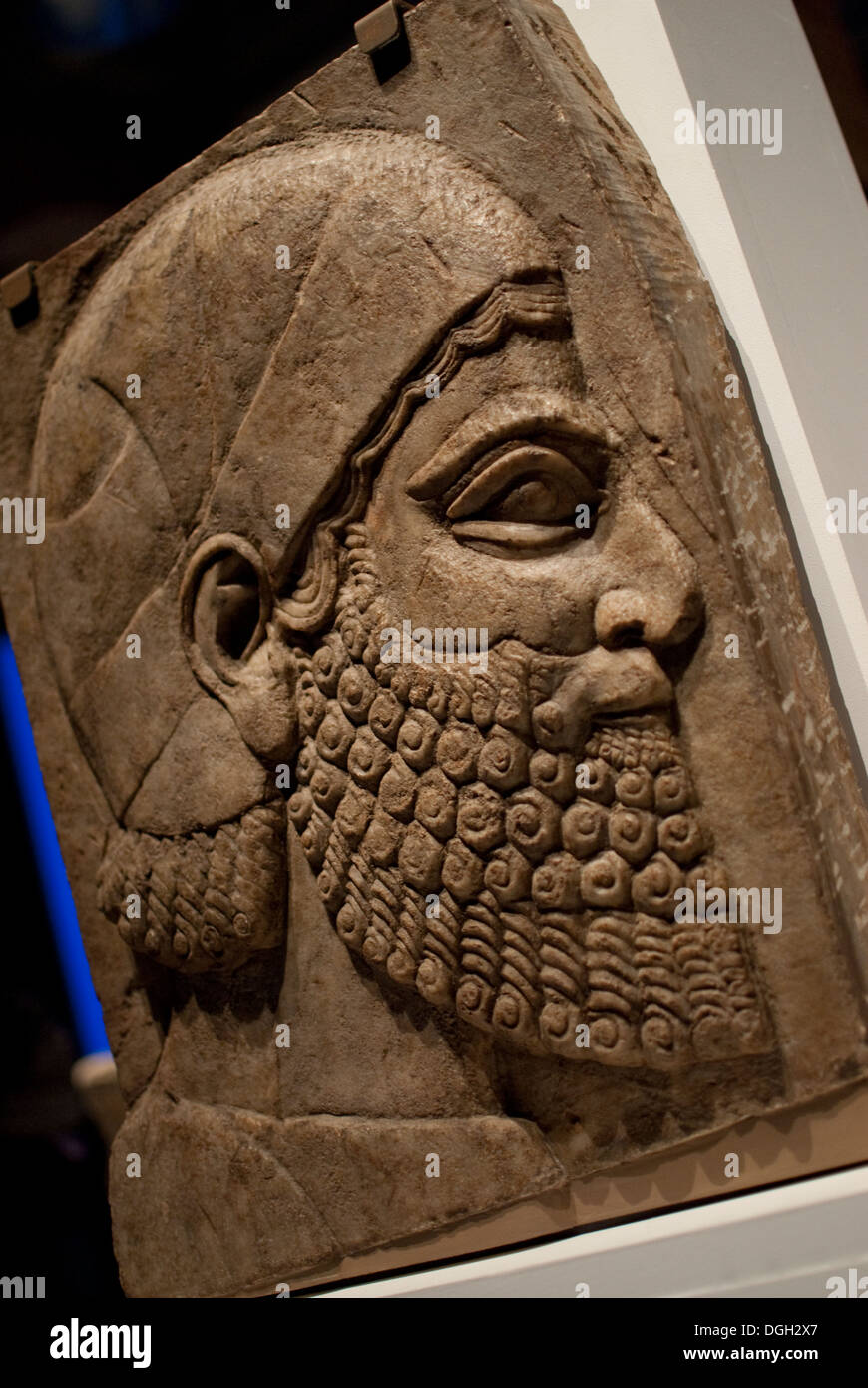Alabaster relief of a bearded man. Khorsabad, northern Iraq Neo ...