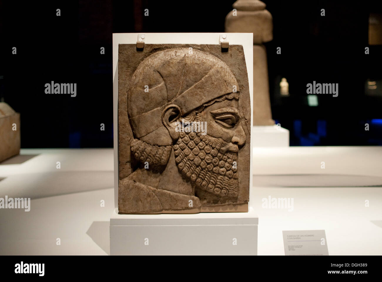 Alabaster relief of a bearded man. Khorsabad, northern Iraq Neo ...
