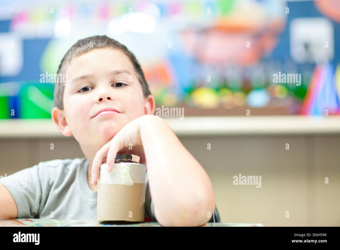 Portrait of boy with craft object Stock Photo - Alamy