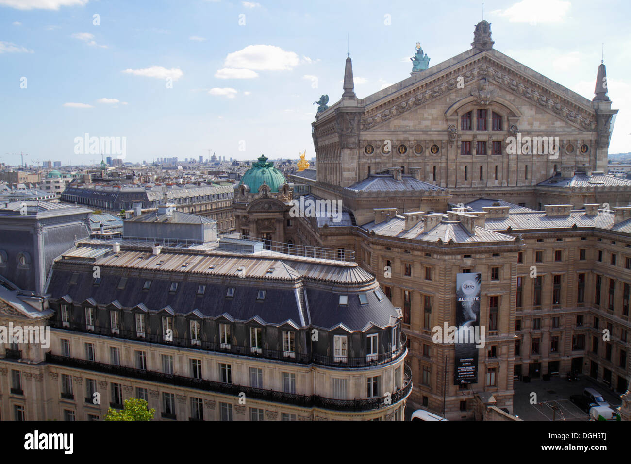Paris France,aerial,rooftops,city skyline,Galeries Lafayette terrace ...