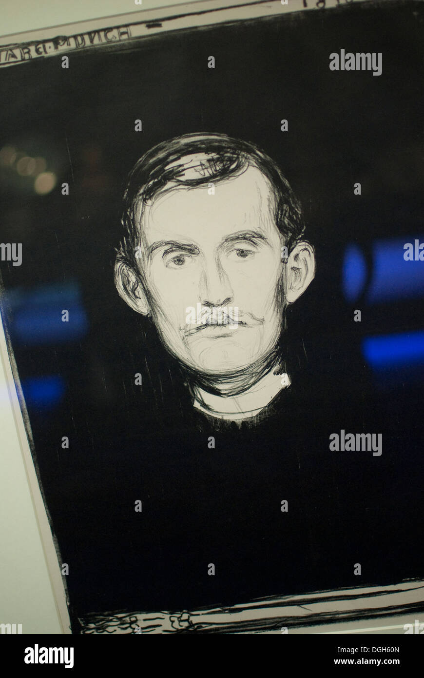 Edvard Munch, Self-portrait with skeleton arm, a lithograph. Germany ...