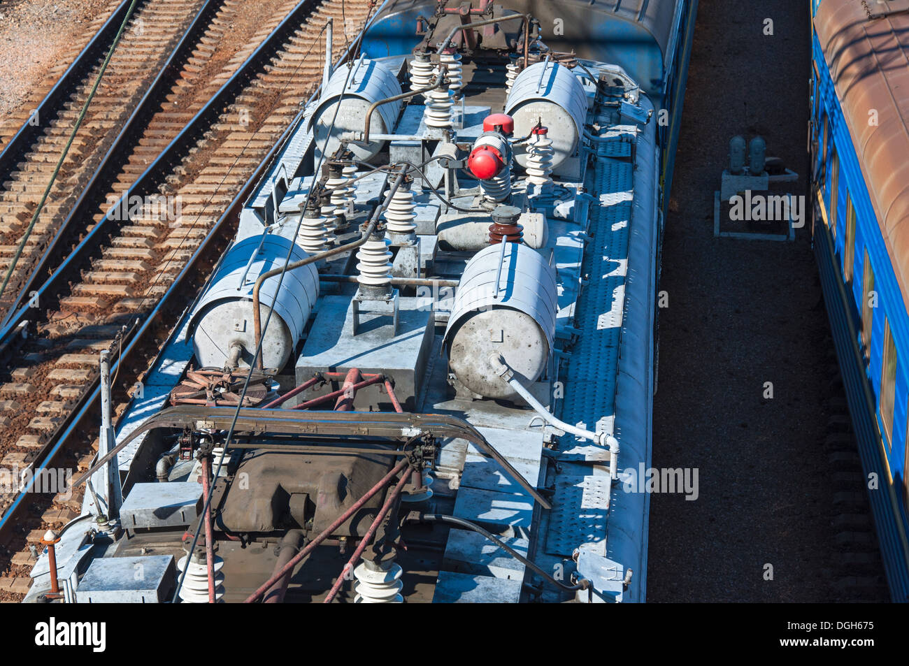 Train Equipment on the train roof. Closeup Stock Photo - Alamy