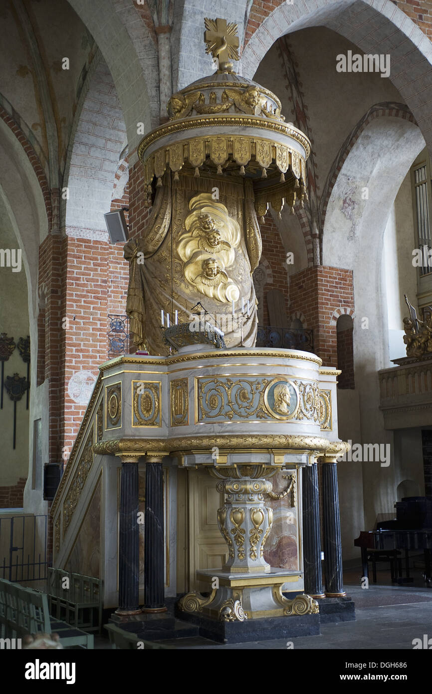 Ornate pulpit in cathedral, Strangnas Cathedral, Sodermanland, Sweden ... Ornate pulpit in cathedral, Strangnas Cathedral, Sodermanland, Sweden ...