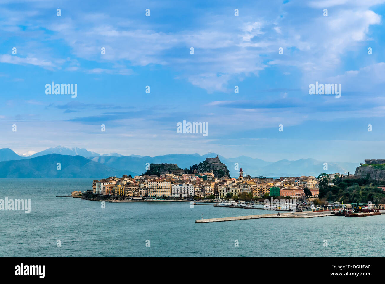 A landscape of Corfu island with the mountains in background Stock ...