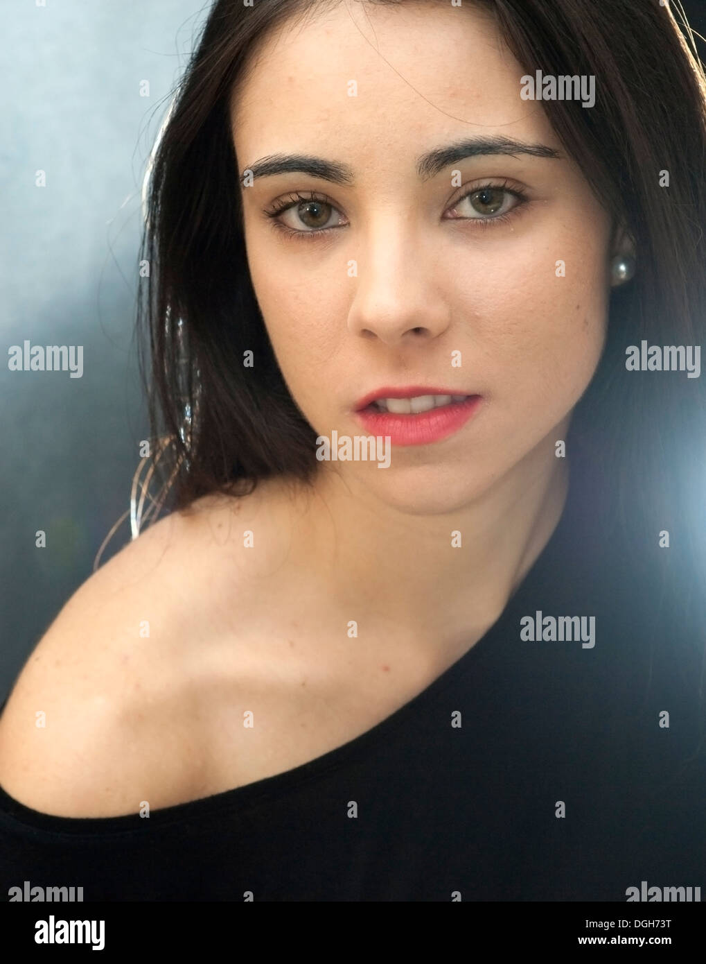 Backlit portrait of an attractive woman Stock Photo - Alamy
