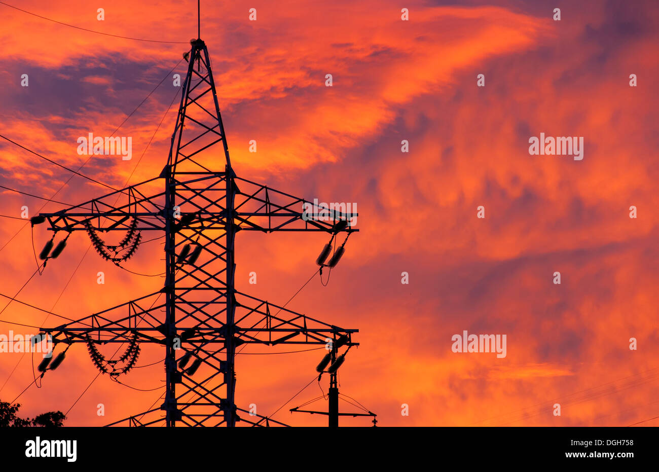 Electric Tower on a beautiful sunset. Closeup Stock Photo - Alamy