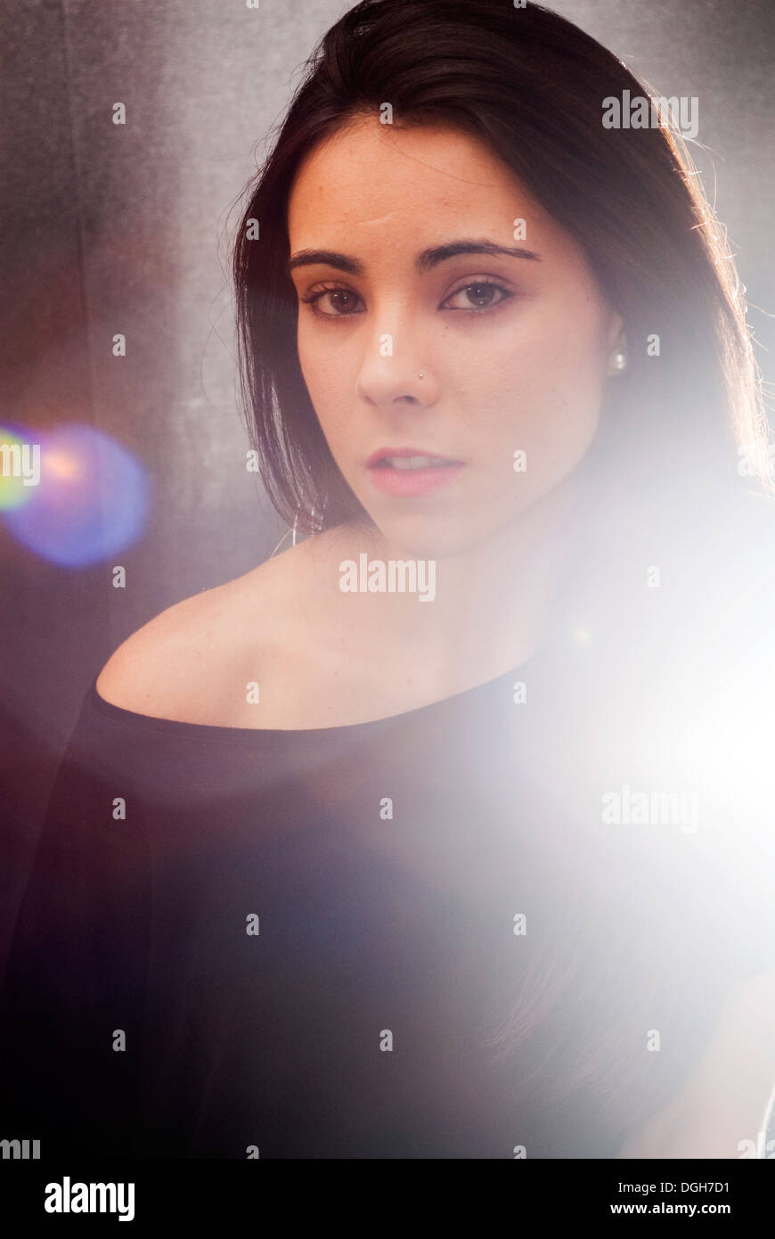 Backlit portrait of an attractive woman Stock Photo - Alamy