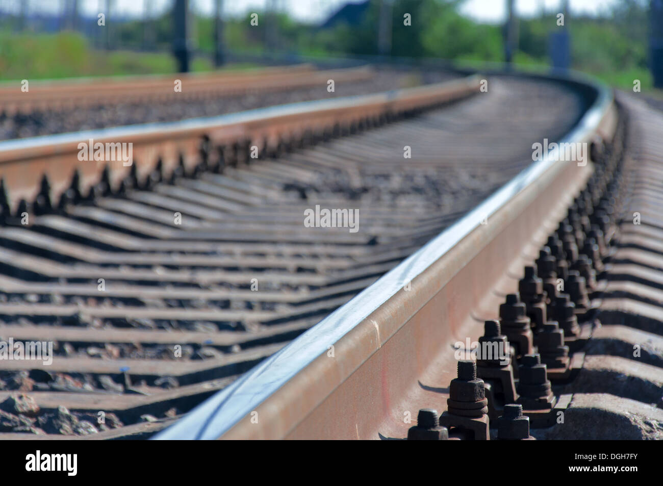 The railroad turns Stock Photo - Alamy
