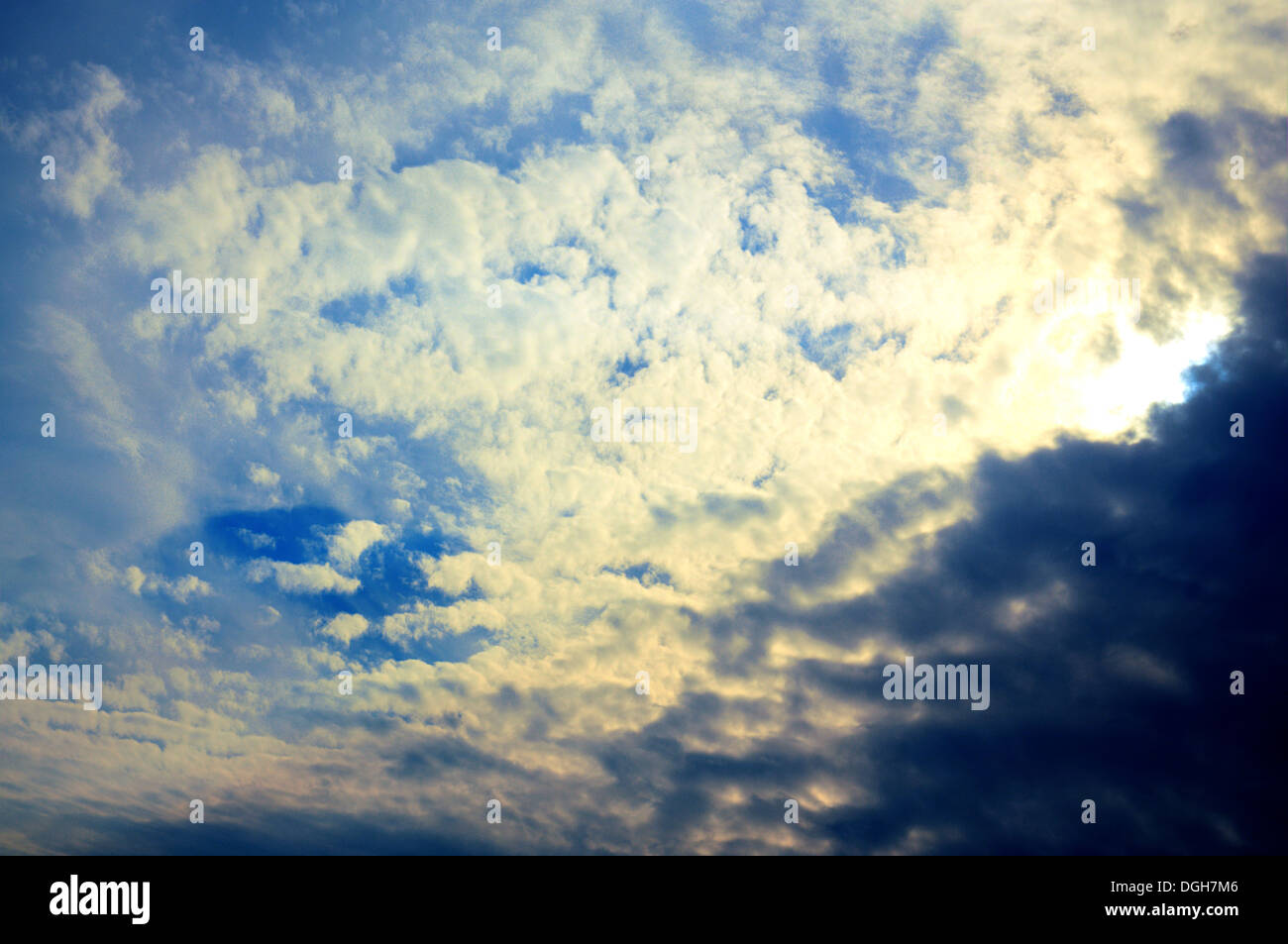 Cloudy overcast sky with sun. HDR image Stock Photo - Alamy