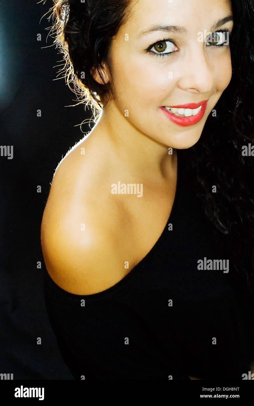 Backlit portrait of an attractive woman Stock Photo - Alamy