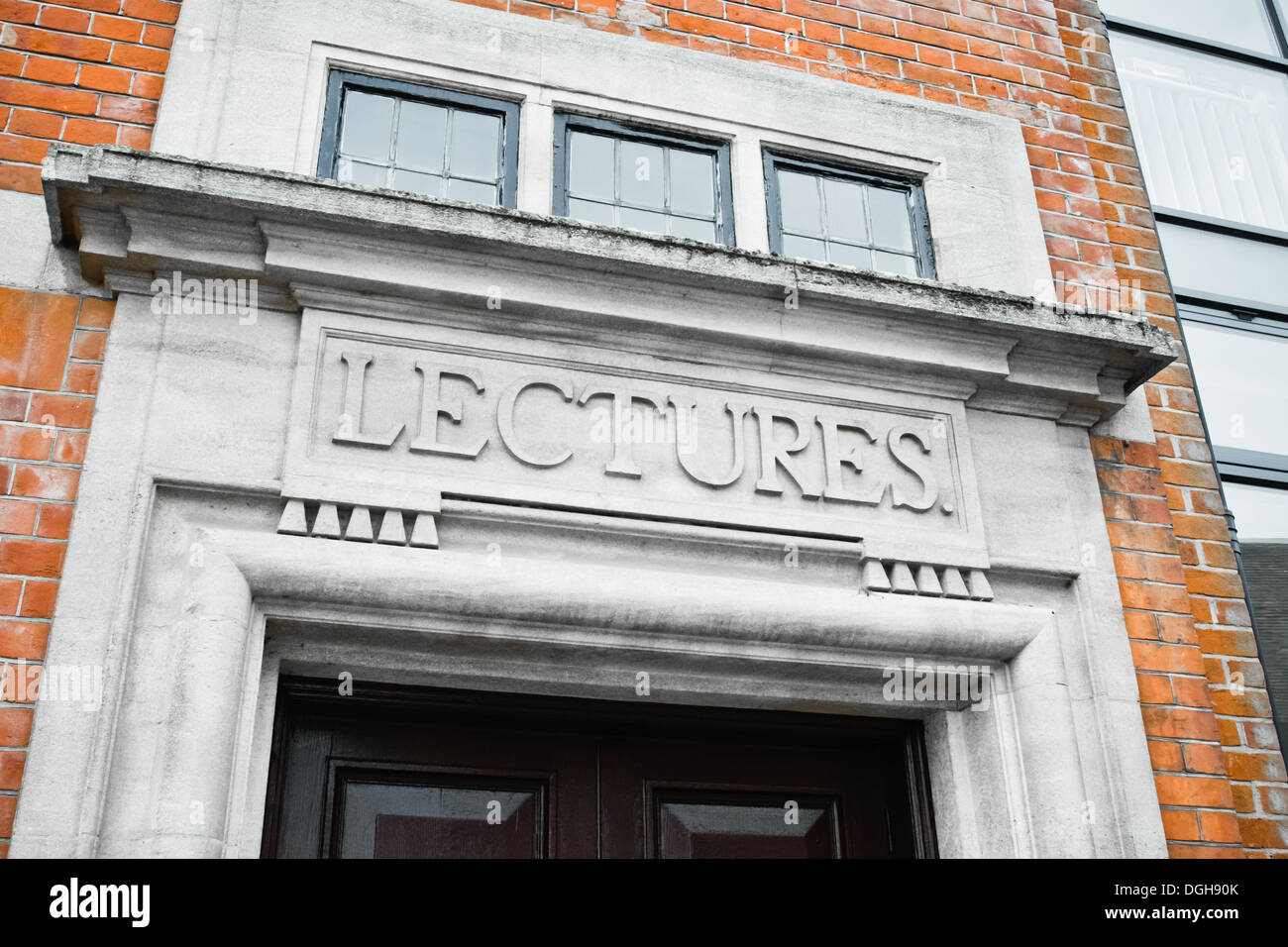 Sign for a lecture theatre on an old english building Stock Photo - Alamy