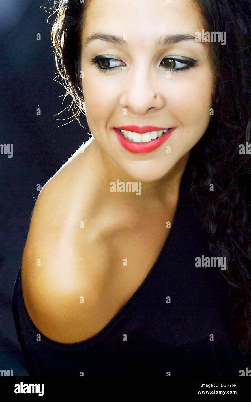 Backlit portrait of an attractive woman Stock Photo - Alamy