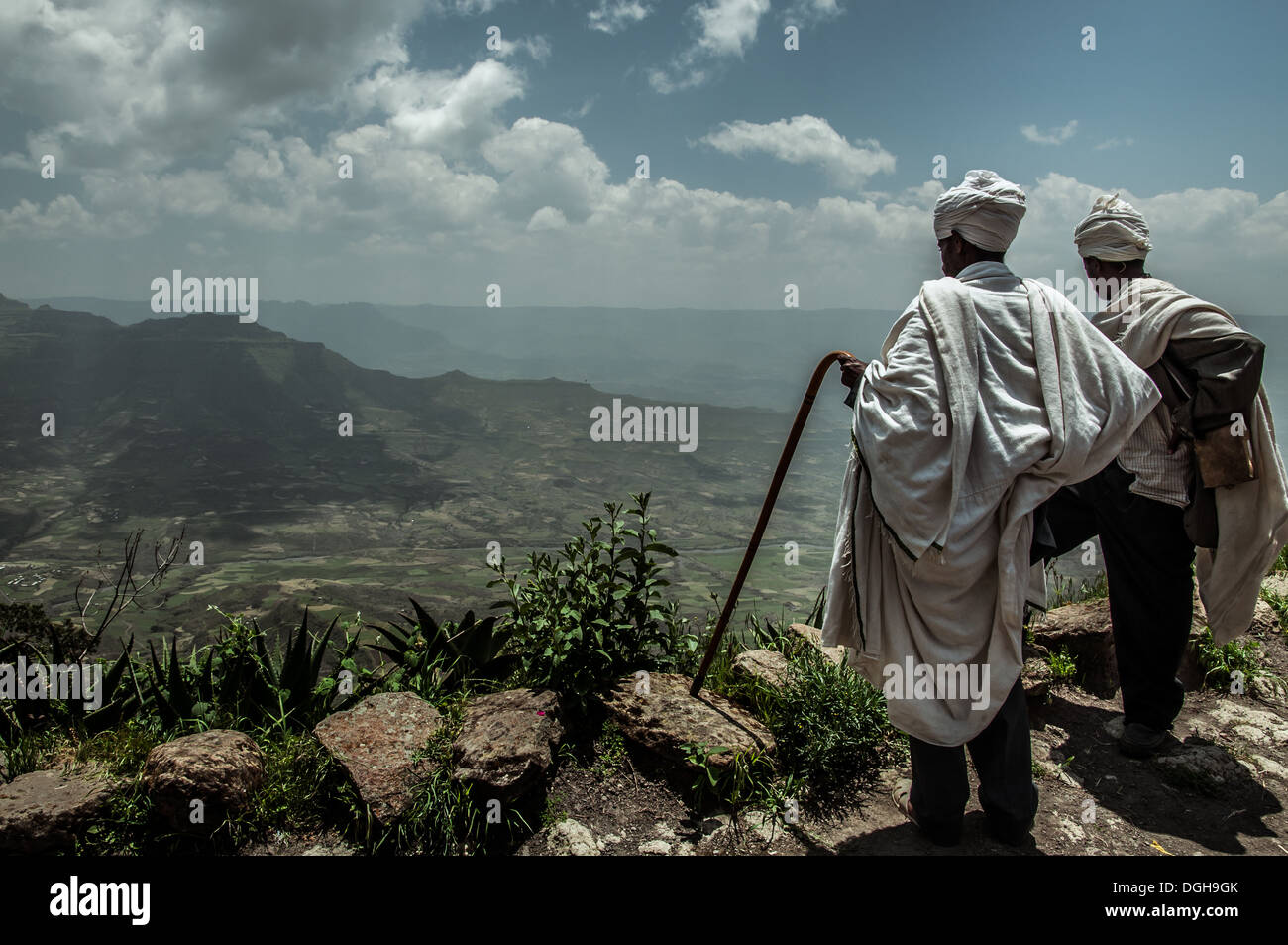 Two monks look the view ahead Stock Photo - Alamy