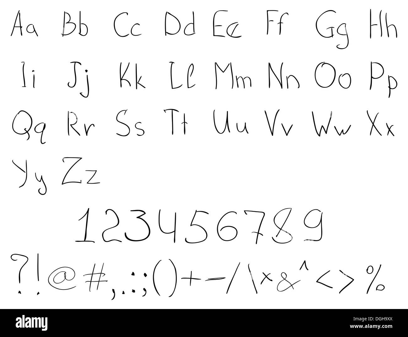 Vector handwritten design alphabet, number and symbols set. EPS10 ...