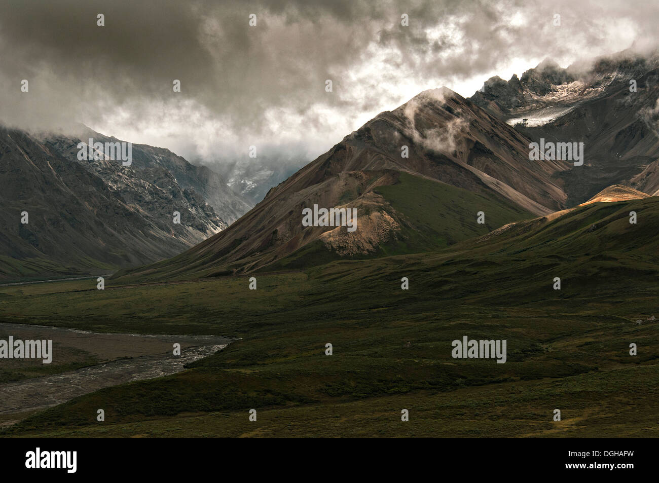 Polychrome glacier in Denali National Park Alaska Stock Photo - Alamy