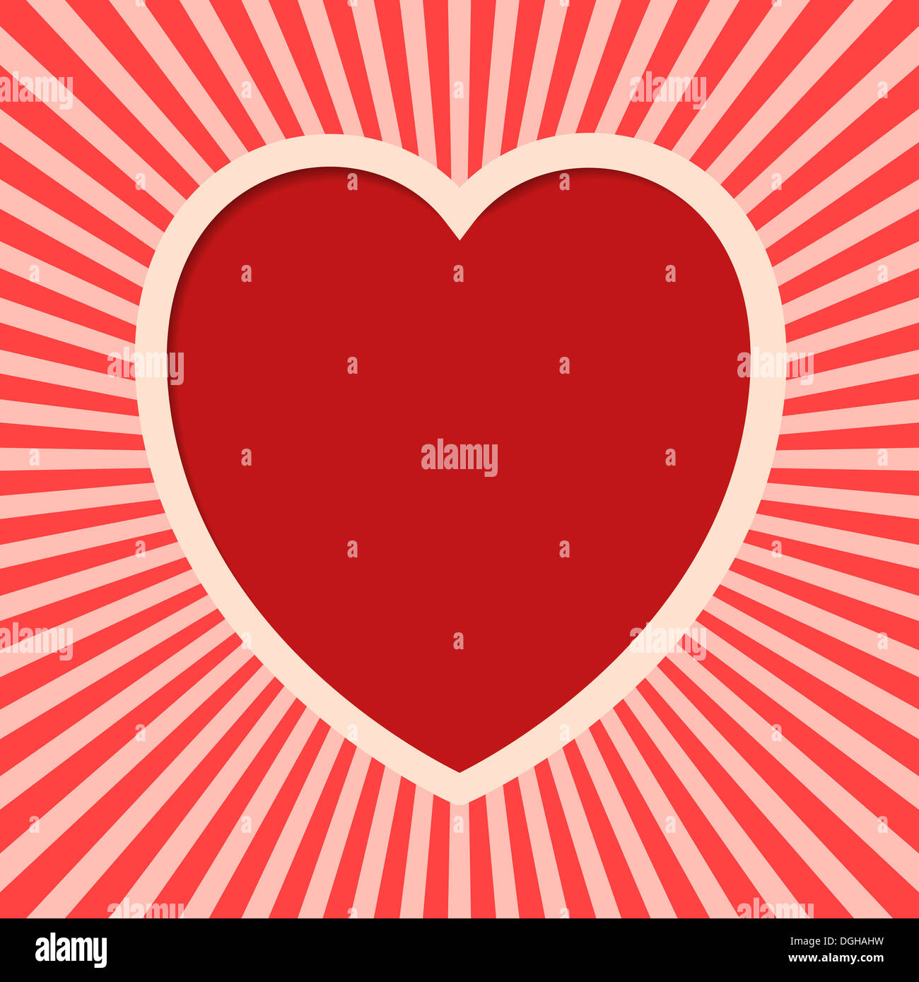 Valentine card - Heart With Pink Beams Stock Photo - Alamy