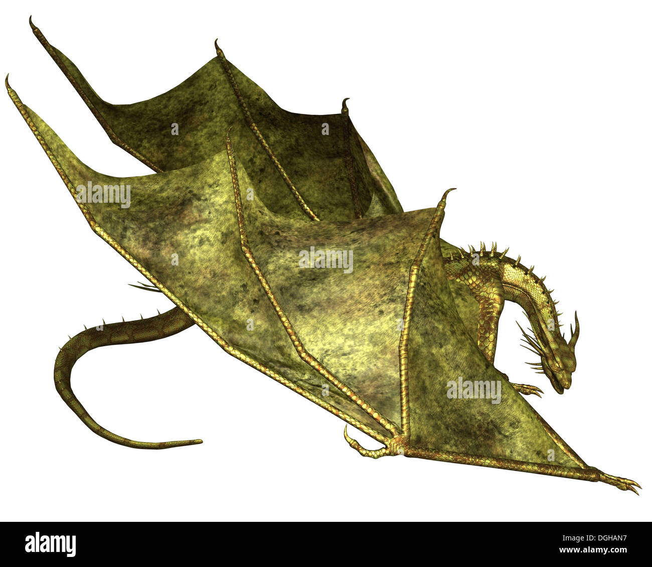 Green Scaled Dragon Crawling Stock Photo - Alamy