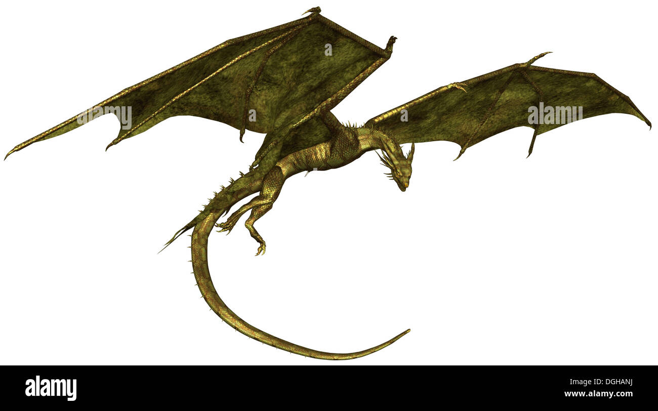 Green Scaled Dragon in Flight Stock Photo - Alamy