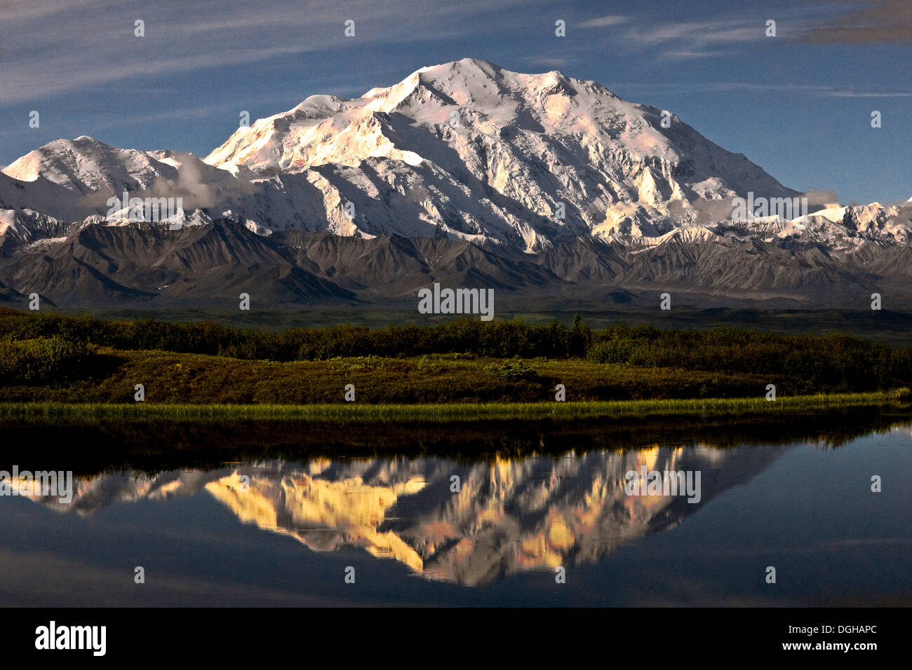 Mt McKinley reflected in Reflection Pond in Denali National Park ...