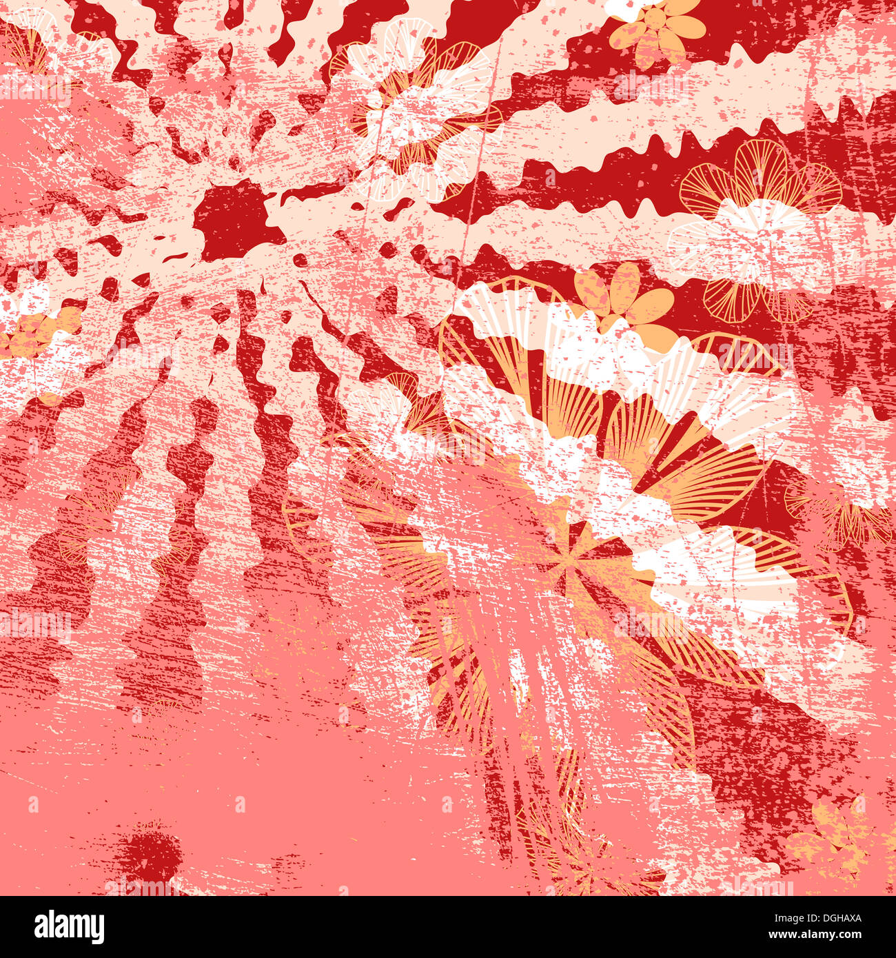 Red floral distressed background Stock Photo - Alamy