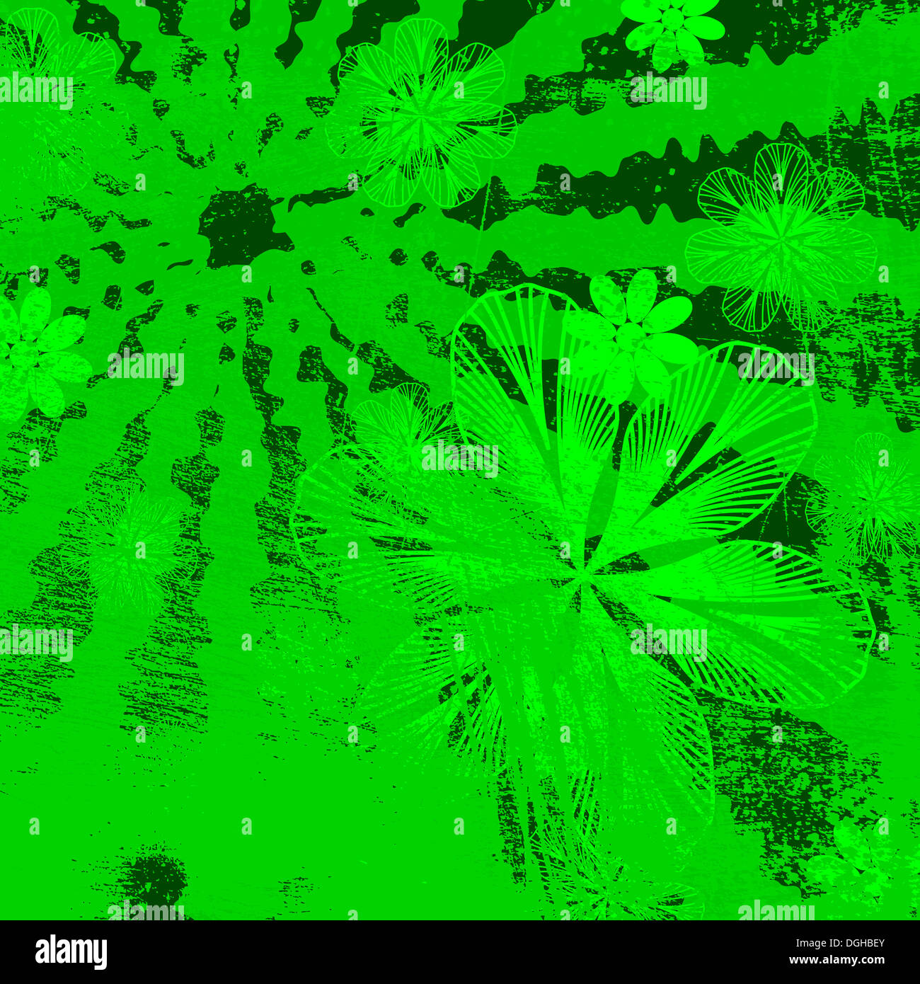 Green floral distressed background. EPS10 vector illustration. Grunge ...