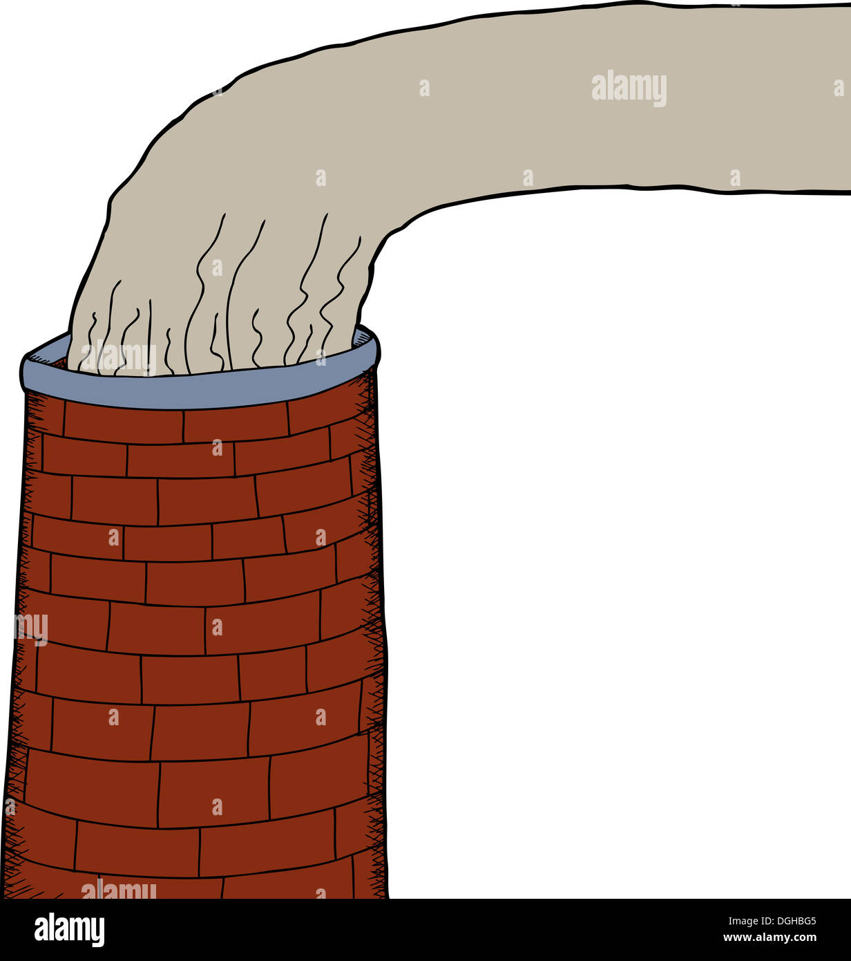 One isolated brick industrial chimney with smoke Stock Photo - Alamy