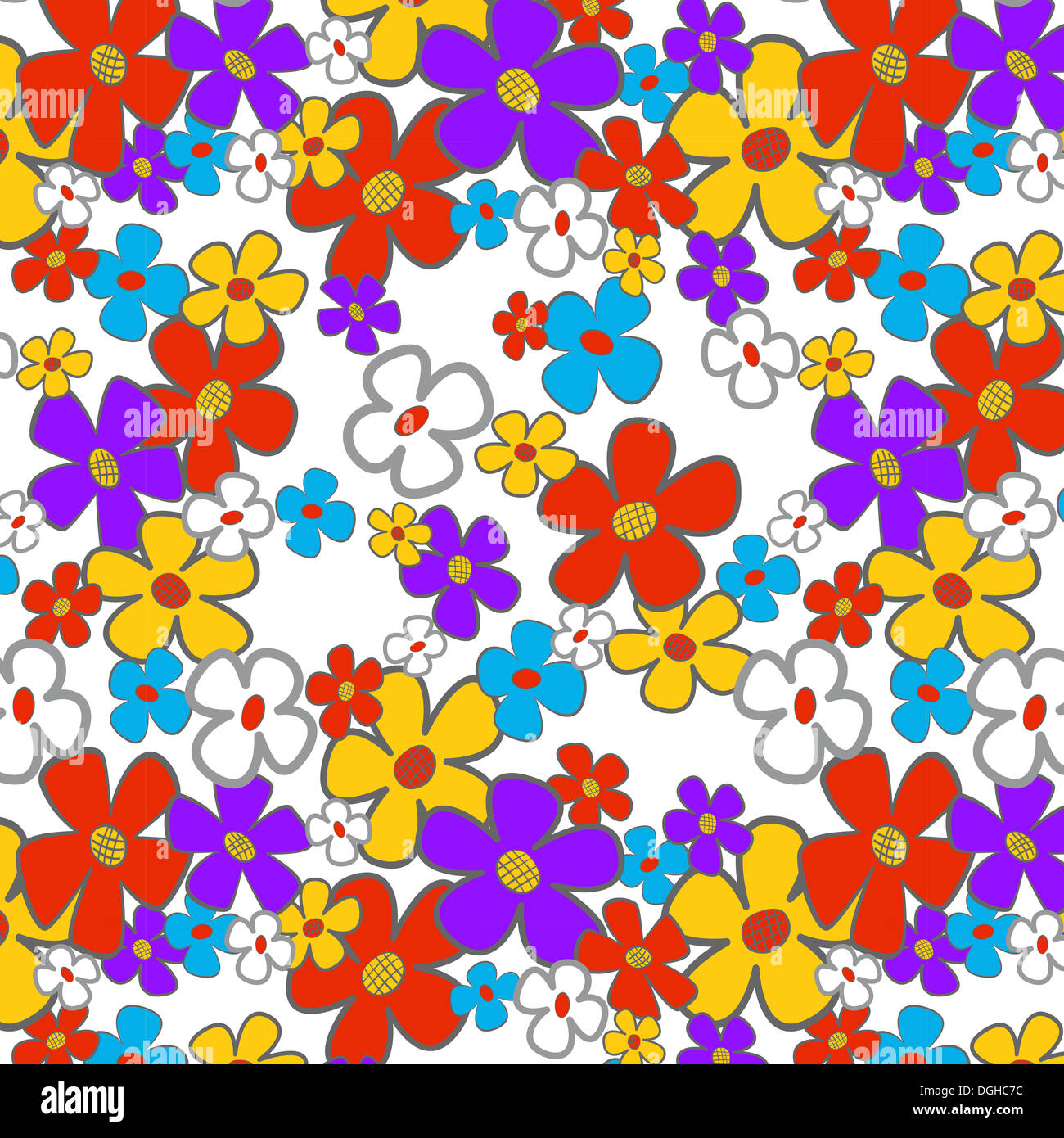 Floral cartoon seamless background Stock Photo - Alamy
