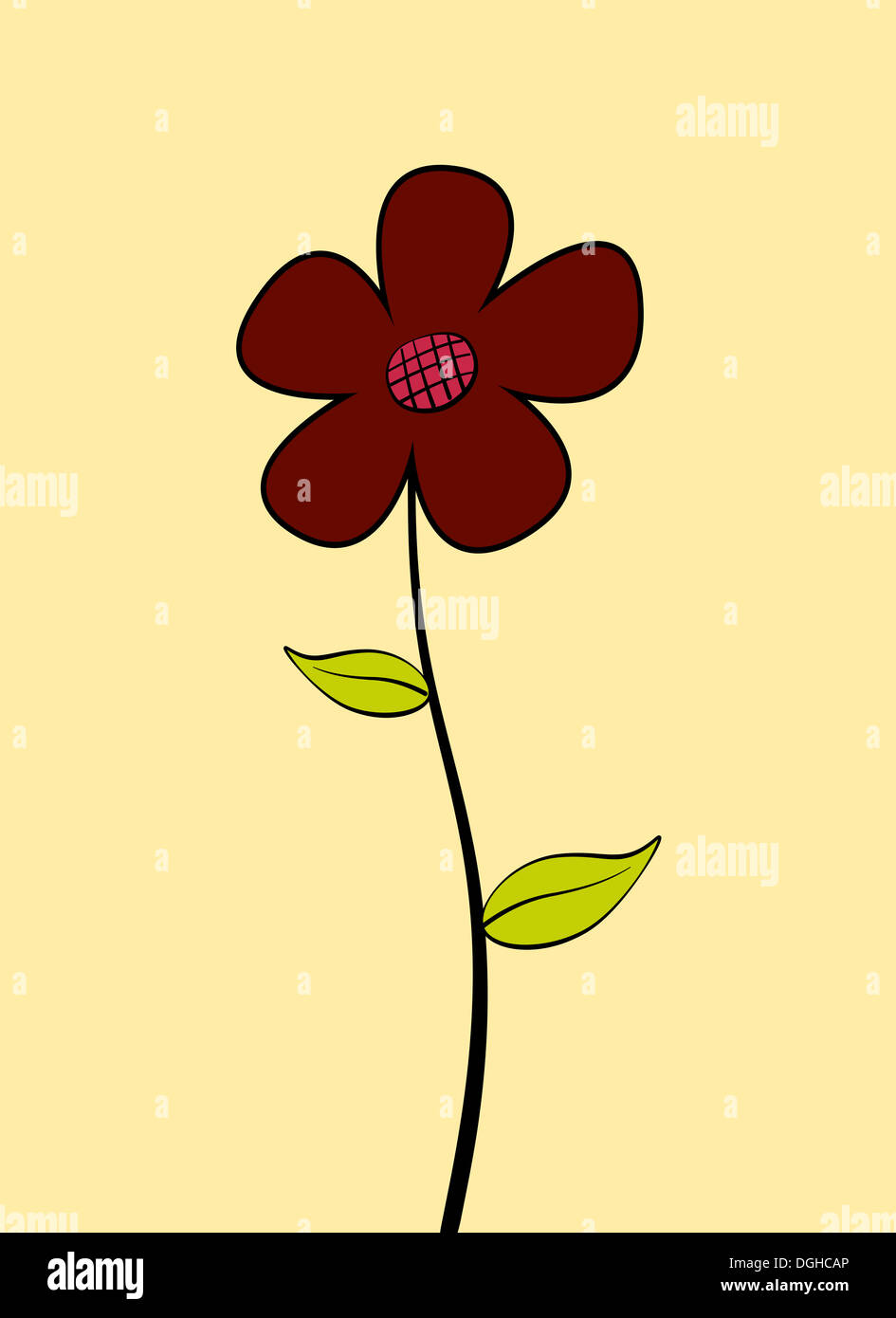 Single red cartoon flower Stock Photo - Alamy