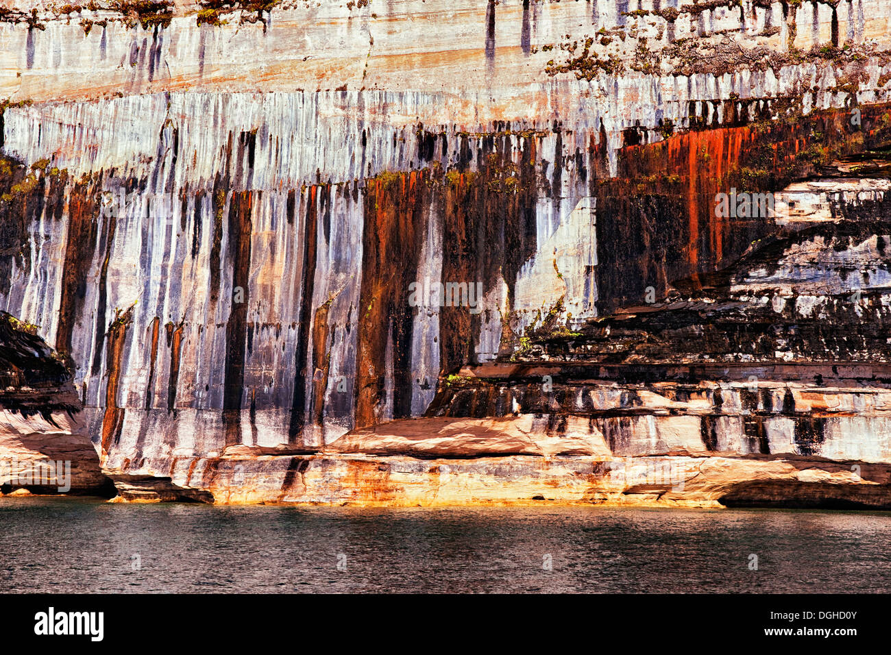 Spectacular colors in the sandstone cliffs at Pictured Rocks National ...