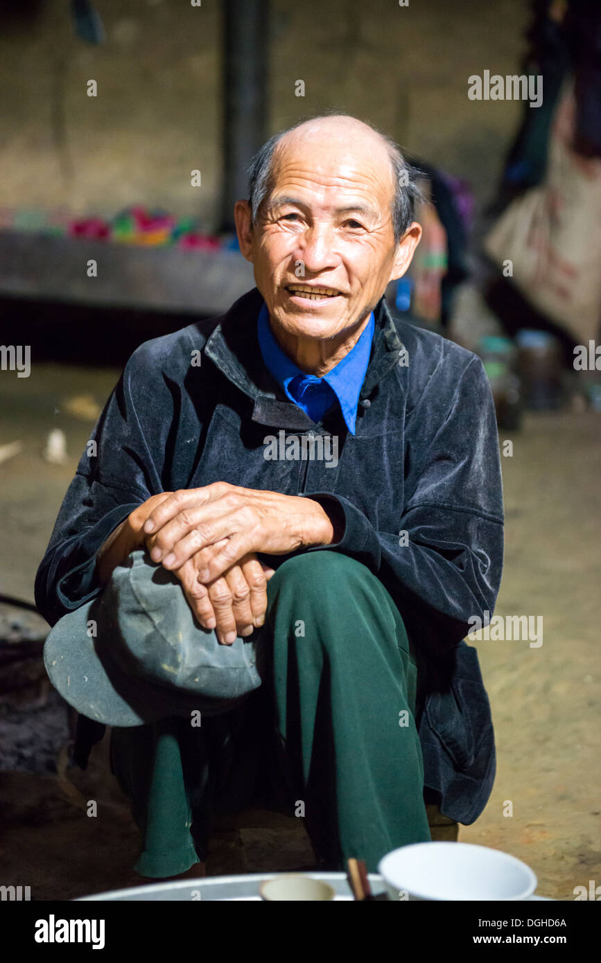 Portrait of Flower Hmong old man, Bac Ha, Lao Cai,Vietnam Stock Photo ...